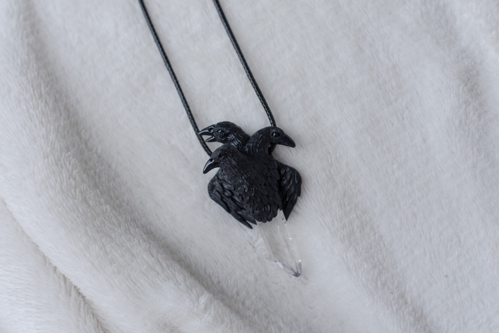 Crow Necklace Black Raven Corvo Rabe Polymer Clay - Etsy