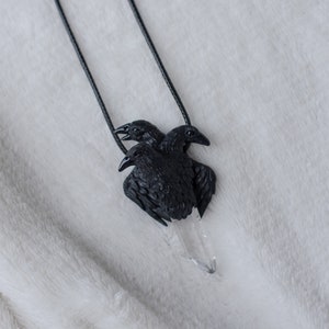 Crow Necklace Black Raven Corvo Rabe Polymer Clay - Etsy