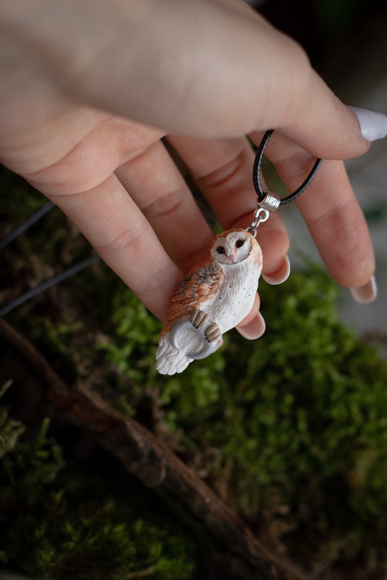 Magic Necklace Barn Owl Necklace Owl Amulet Polymer Clay - Etsy