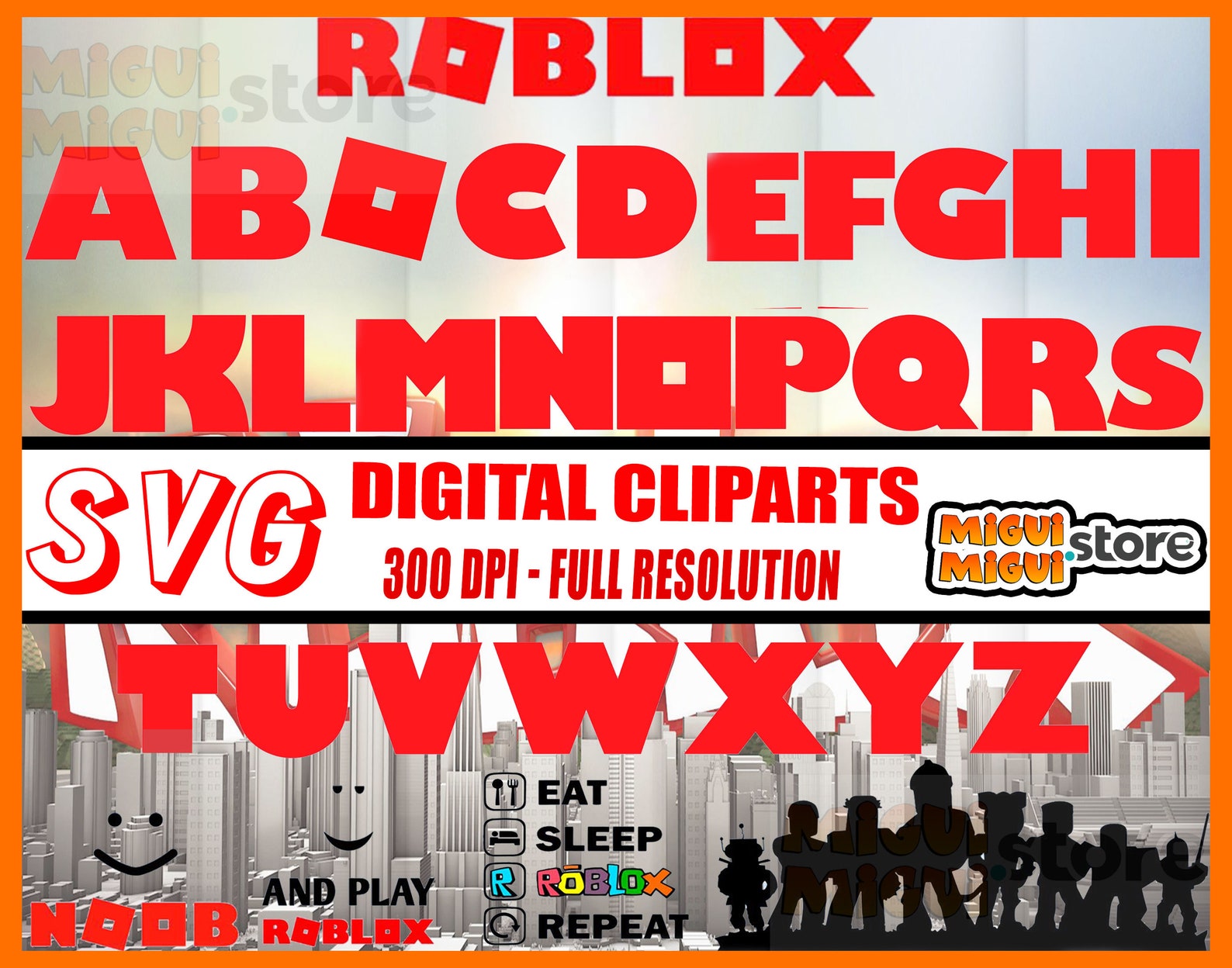 Roblox Alphabet Digital SVG Roblox Digital Clipart background | Etsy