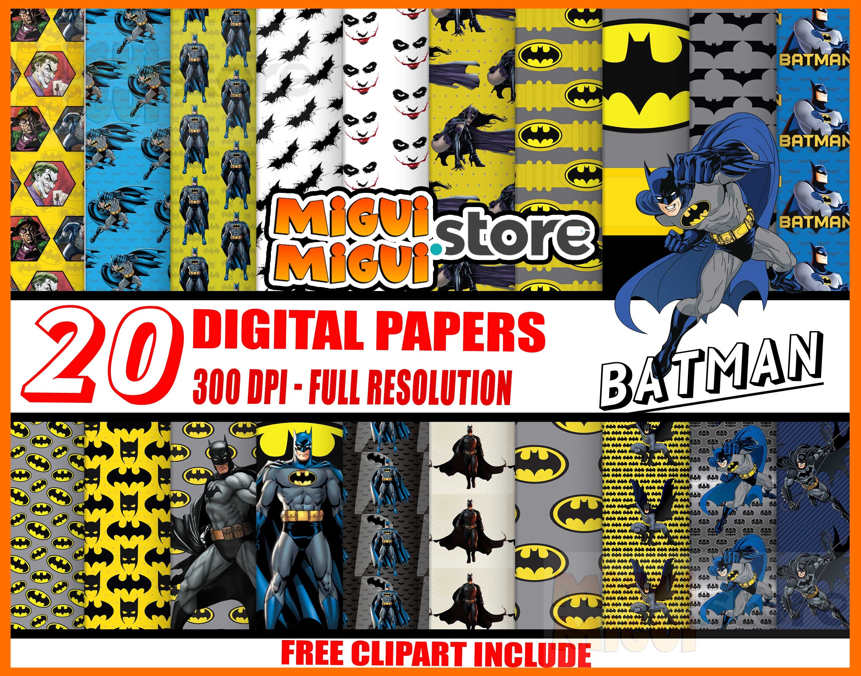 20 Batman Digital Paper Batman Paper Pack Free PNG Batman | Etsy