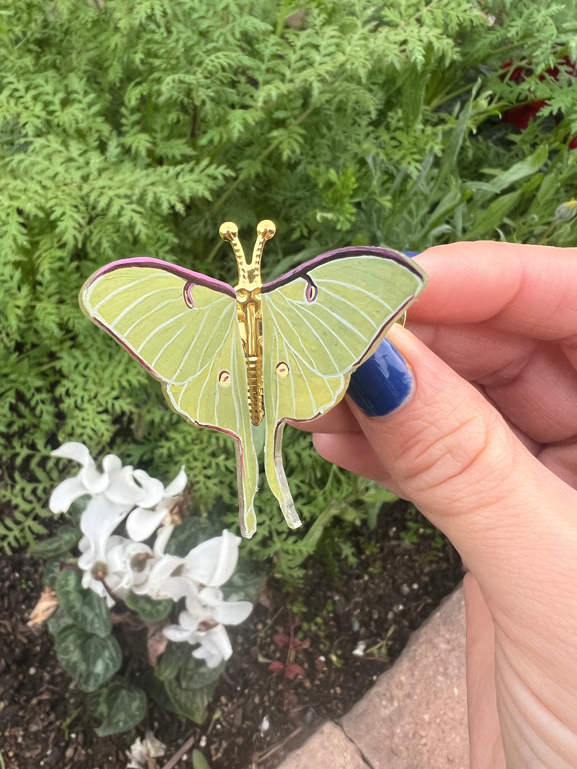 Handpainted Luna Moth Hair Clip - Etsy