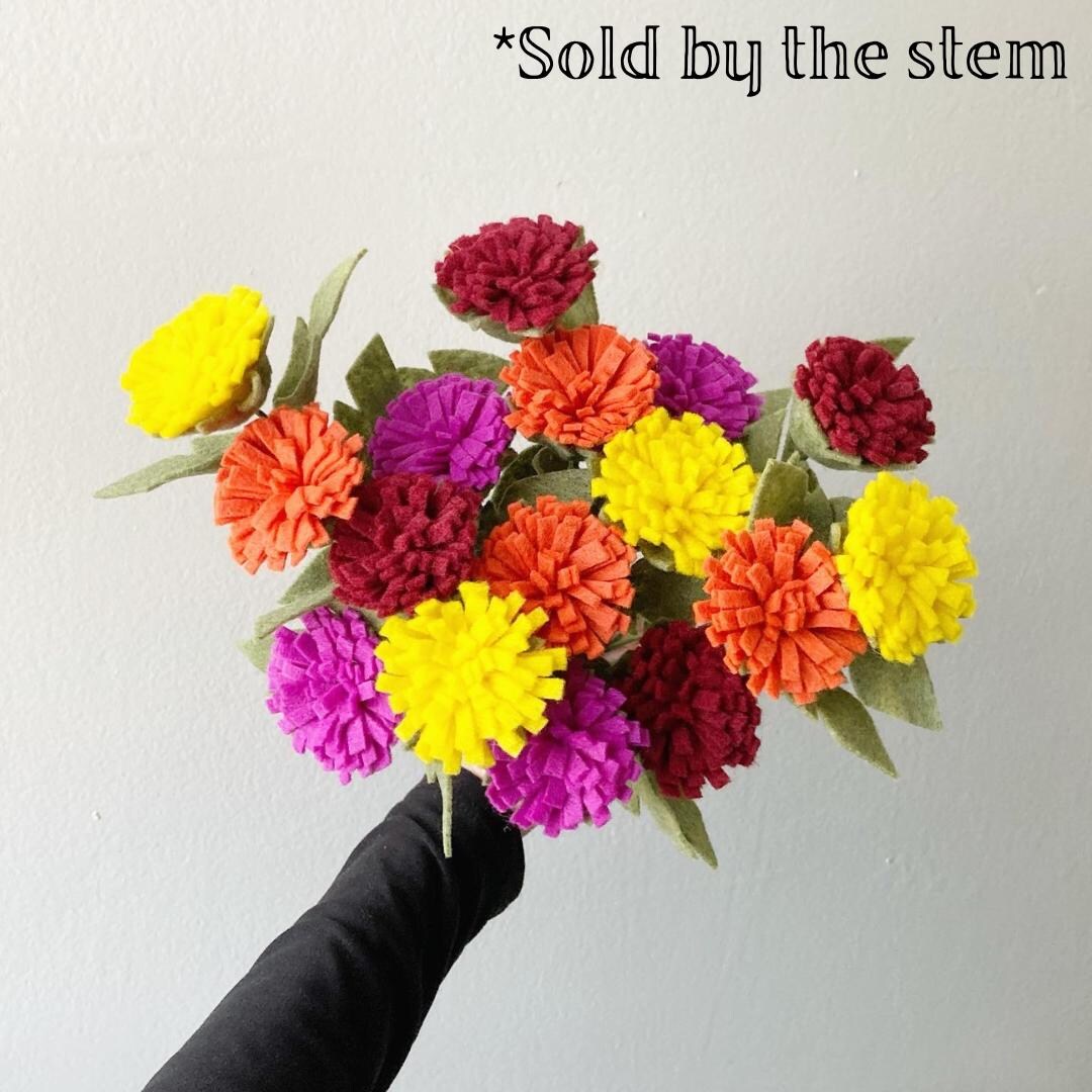 Felt Fall Mums Individual Stem, Build Your Own Bouquet, Get Well ...