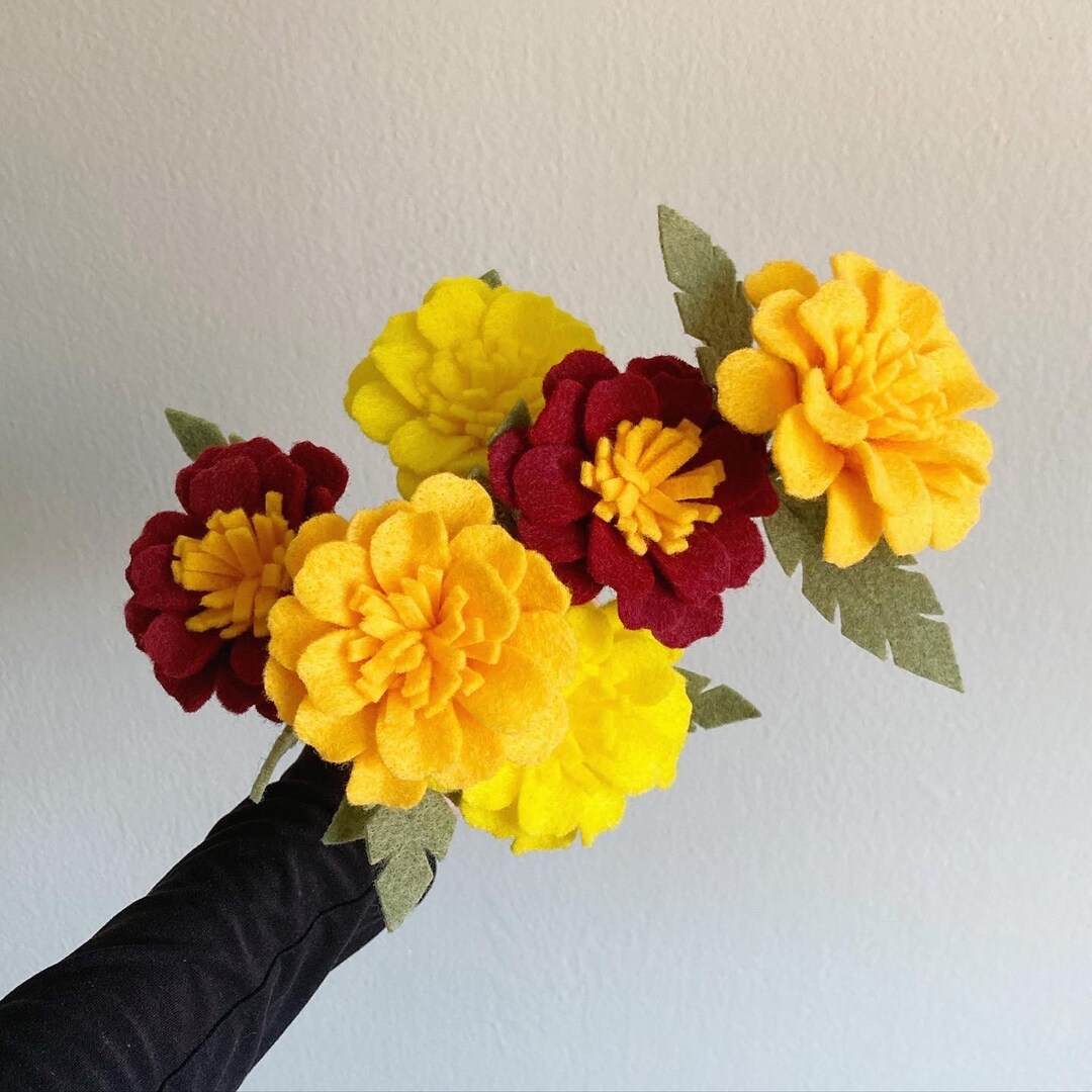 Felt Marigold Individual Custom Stem, Build Your Own Bouquet, Get Well ...