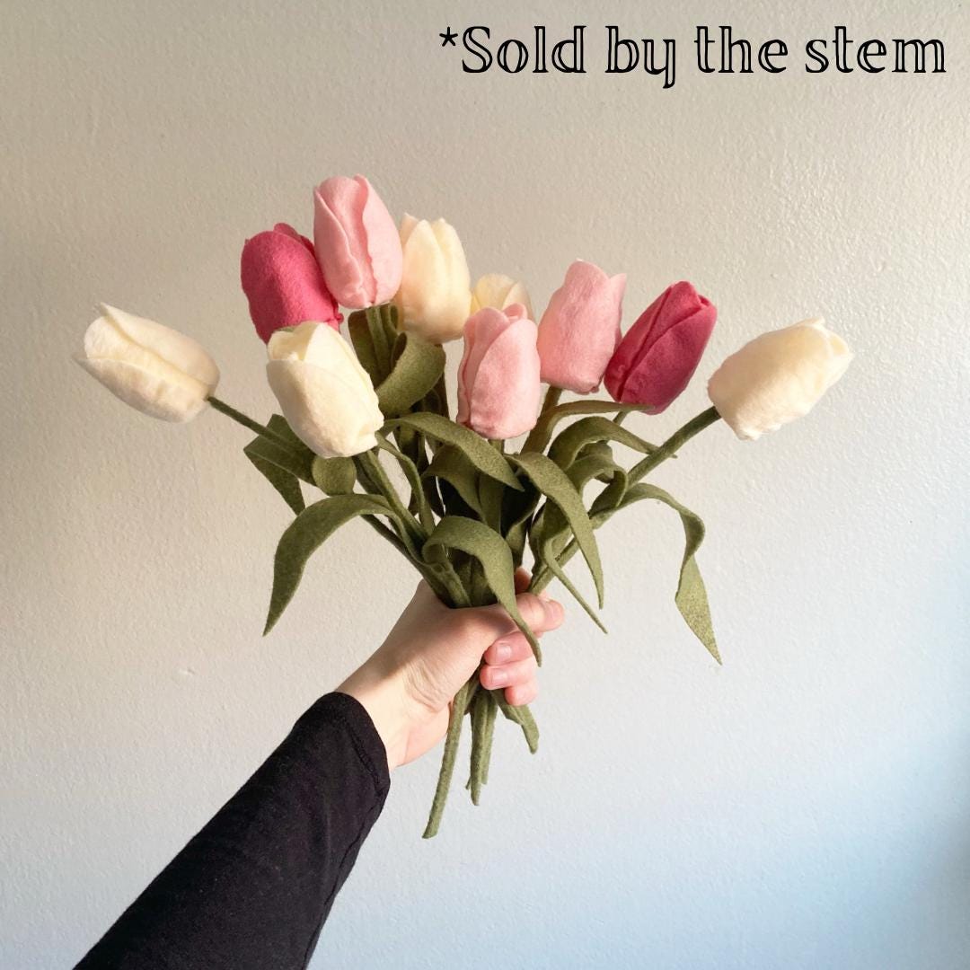 Felt Tulip Individual Custom Stem, Build Your Own Bouquet, Get Well ...