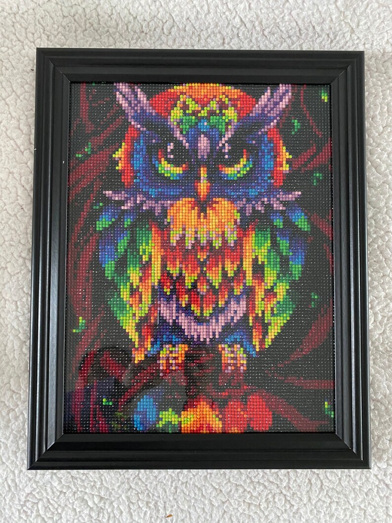 Completed & Framed Diamond Painting - Colorful Owl - Etsy