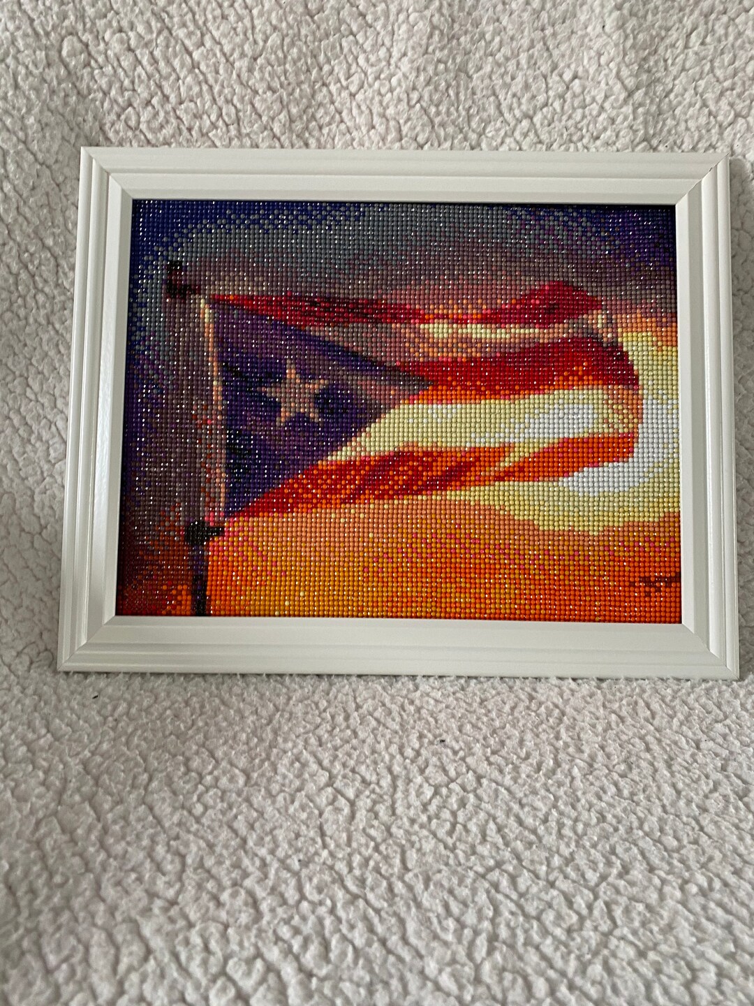 Completed & Framed Diamond Painting - Puerto Rican Flag - Etsy