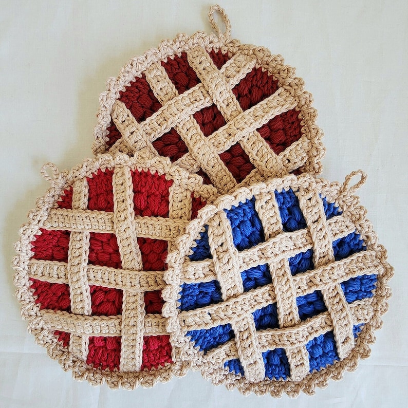 Crochet Decorative Berry Pie Pot Holder - Etsy