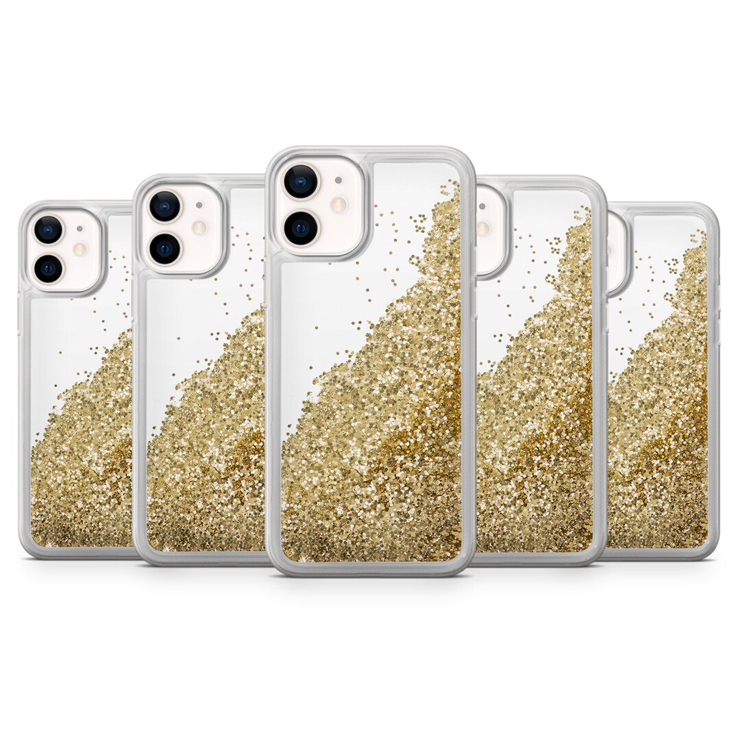 Golden Sparkling Liquid Glitter Phone Case, Shiny Cover for iPhone 14 ...
