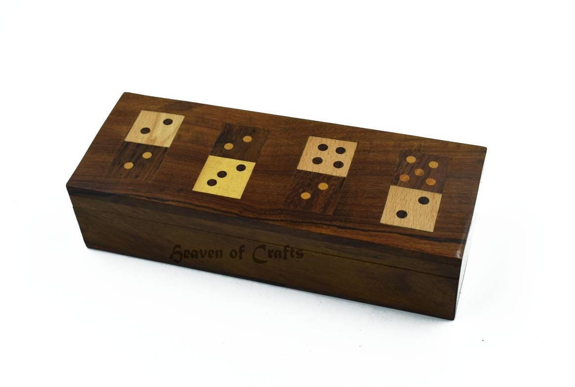 Handmade Wood Domino Game With 28 Domino Tiles Wooden Domino Set ...