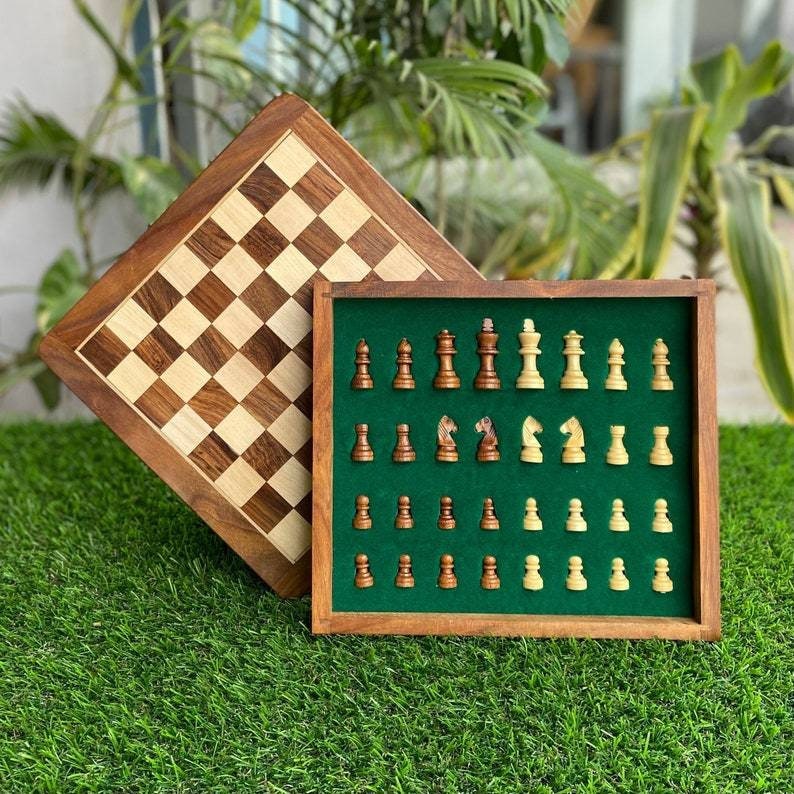 Personalized Engraved Wooden Drawer Chess Board Set Pieces | Etsy
