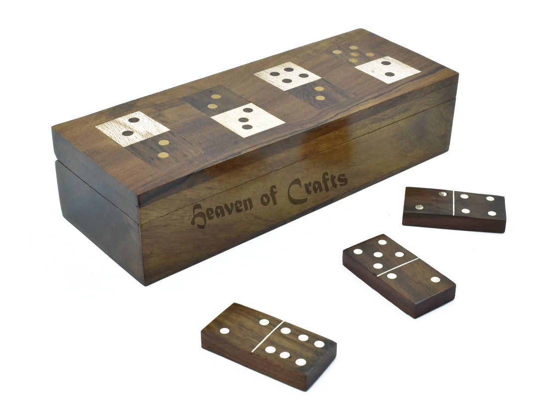 Handmade Wood Domino Game With 28 Domino Tiles Wooden Domino Set ...