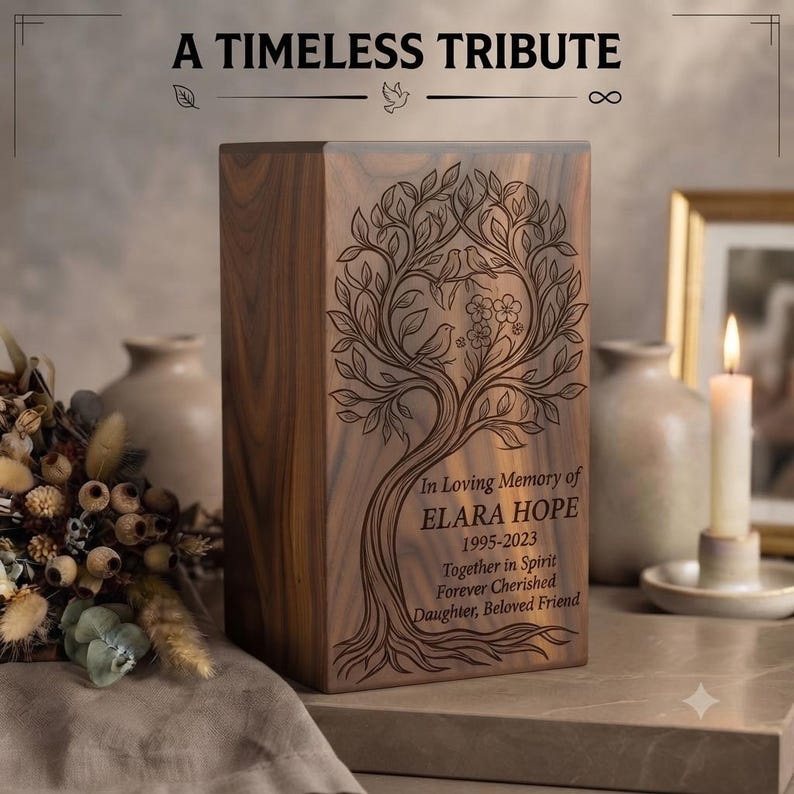 Personalized Wooden Urn Box Handmade Memorial Ashes Urn | Custom ...
