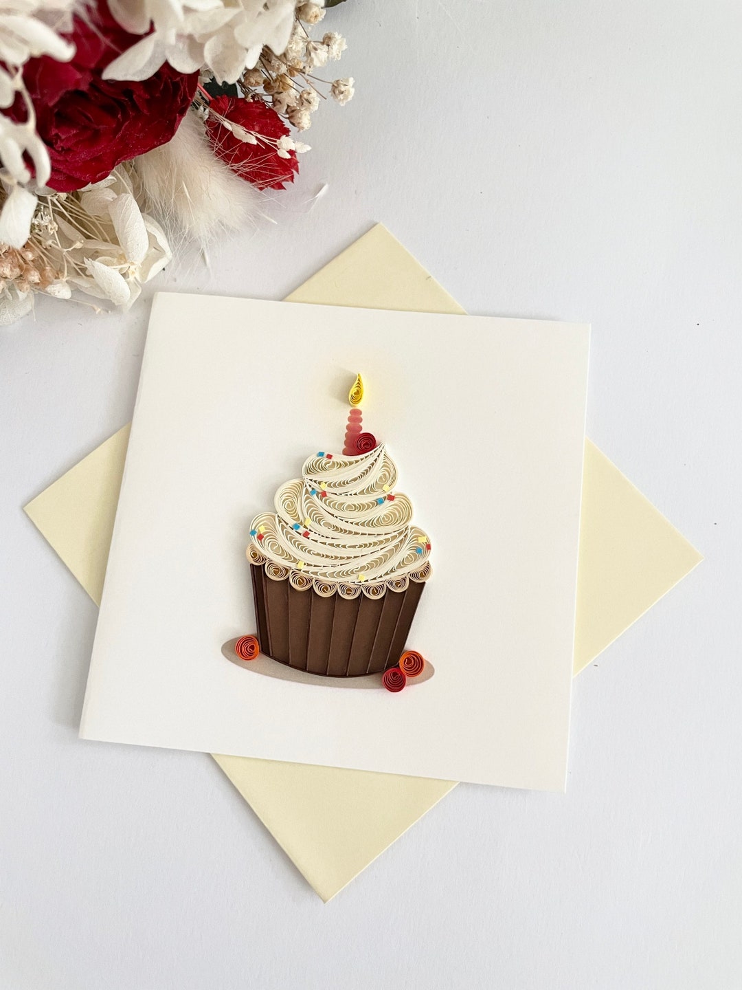 Birthday Card Congratulations Card Quilling Card Muffins Candle - Etsy
