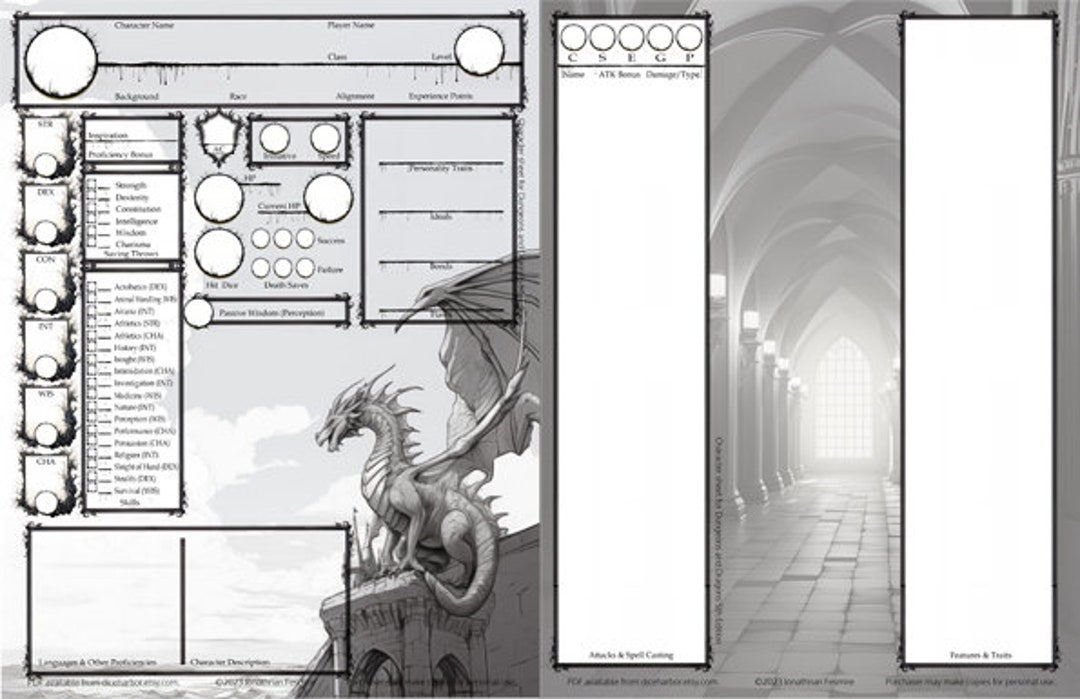 Dnd 5e Character Sheet - Dragon Castle by Dice Harbor - Etsy