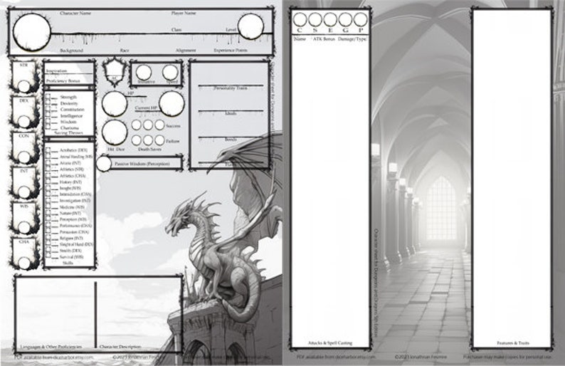 Dnd 5e Character Sheet - Dragon Castle by Dice Harbor - Etsy Canada