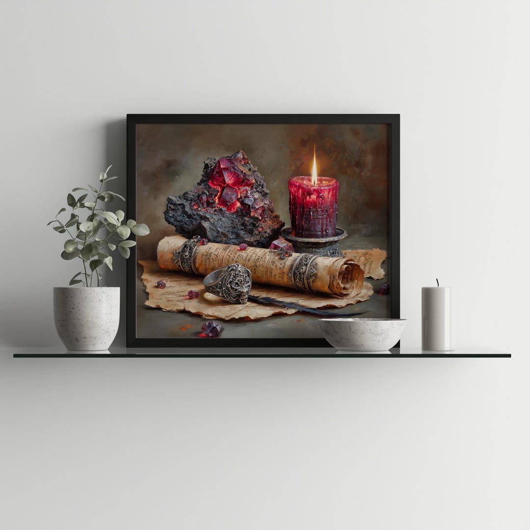 Infernal Contract Desk – Demonic Still Life With Scroll, Brimstone ...
