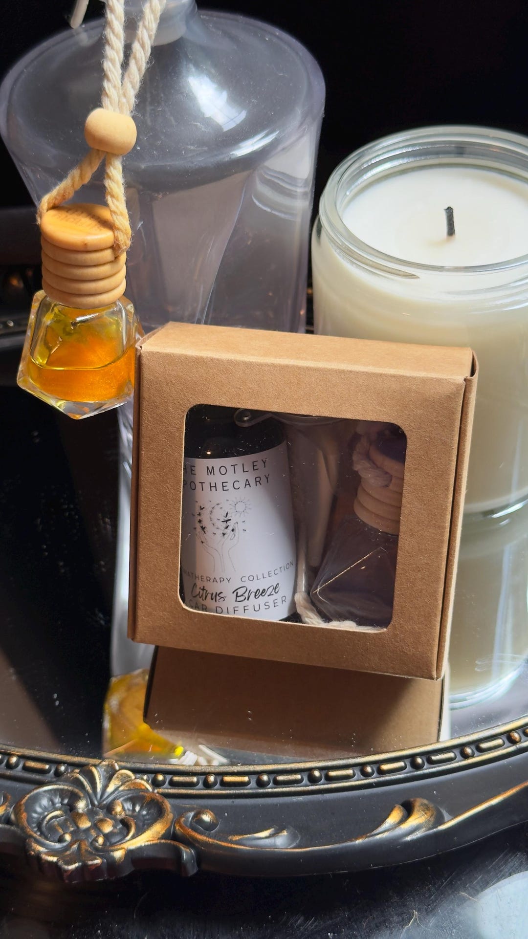Hanging Glass Car Diffuser Kit With Essential Oil Blend - Etsy