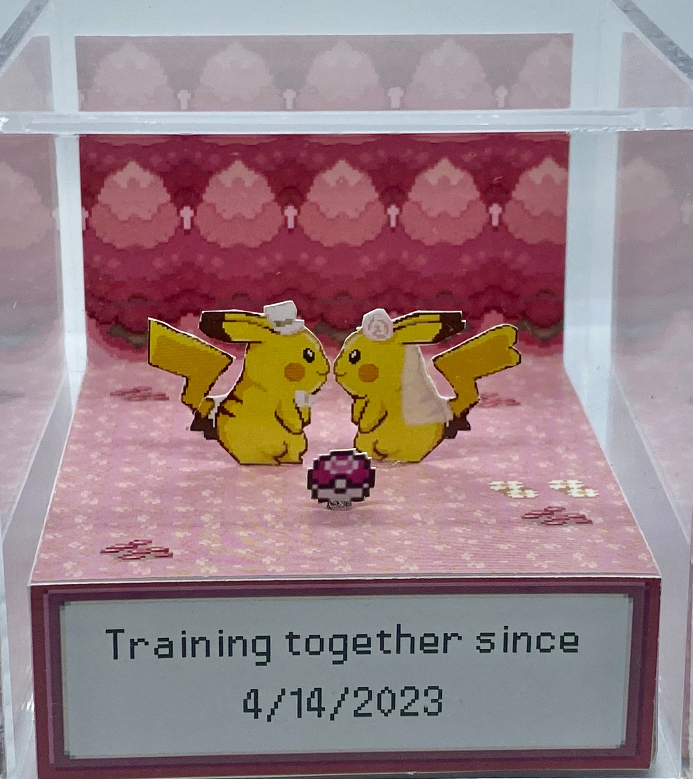 Pikachu Wedding Diorama: Custom 3D Cube, Pink Forest Gift - Etsy