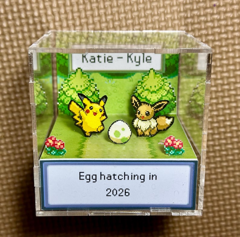 Customizable 3D Cube Diorama Pregnancy Announcement Pokmon Anniversary ...
