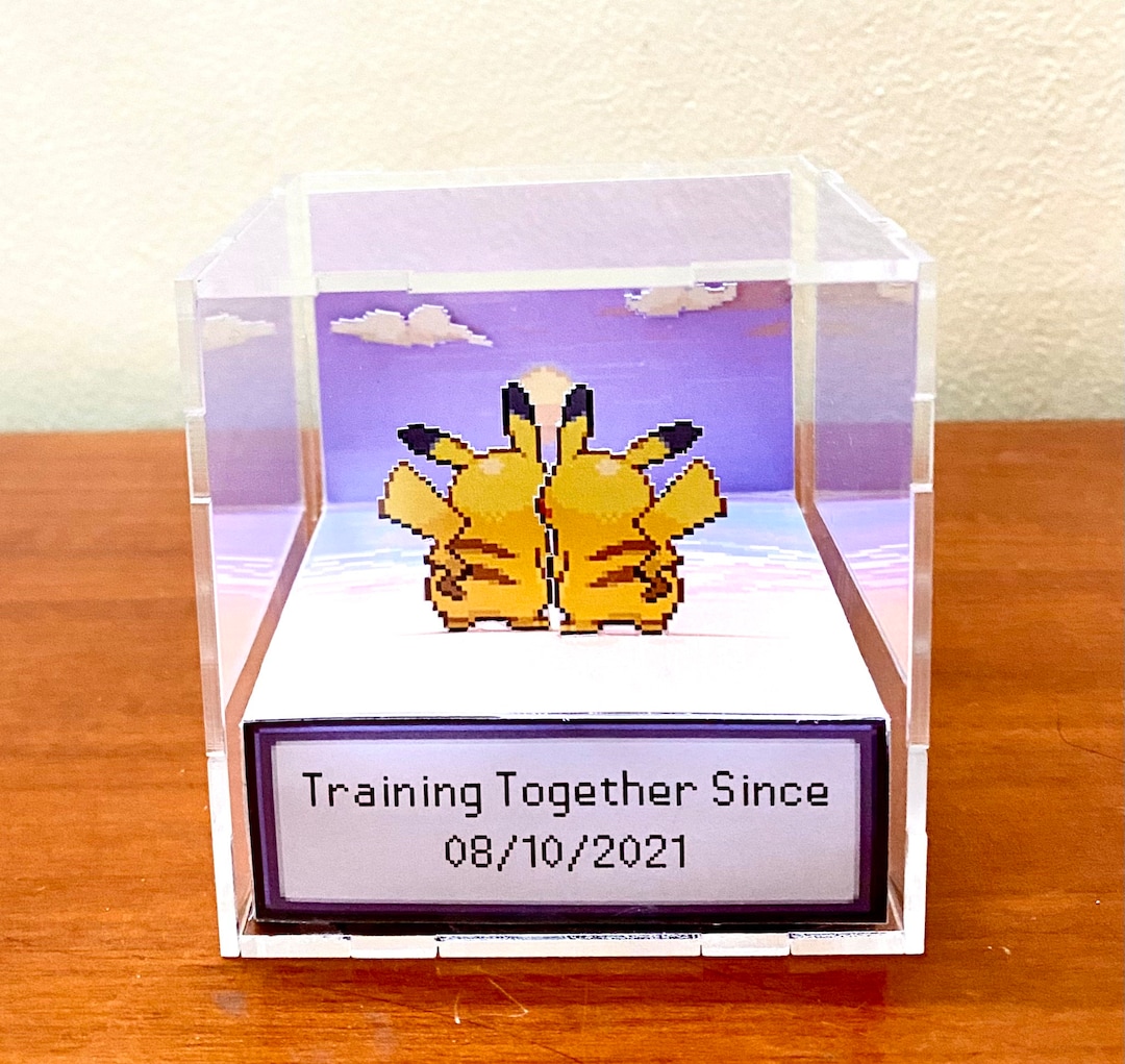 Pika & Eevee Couple Sunset Beach 3d Cube Diorama Gift for Him/her ...