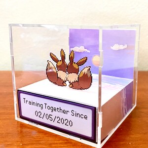 Pika & Eevee Couple Sunset Beach 3d Cube Diorama Gift for Him/her ...