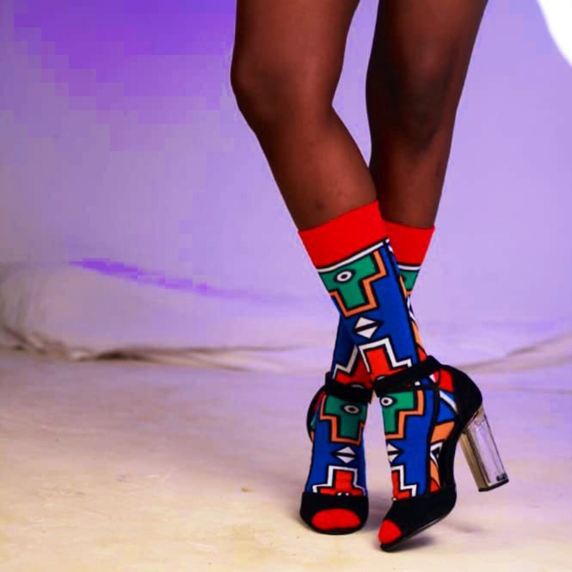 Red Ndebele African Print Socks - Etsy Canada