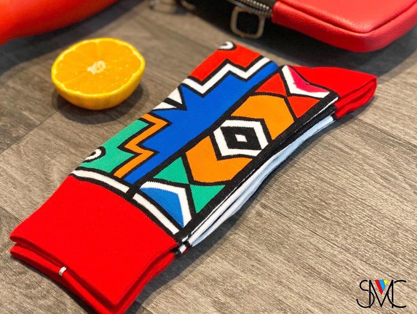 Red Ndebele African Print Socks - Etsy Canada