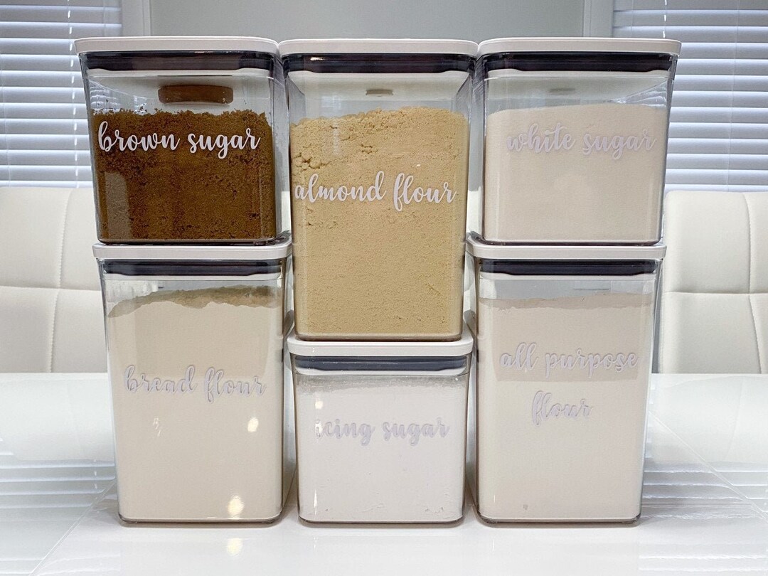 Custom Vinyl Pantry Labels - Flour, Sugar, Baking Powder, Rice - Etsy