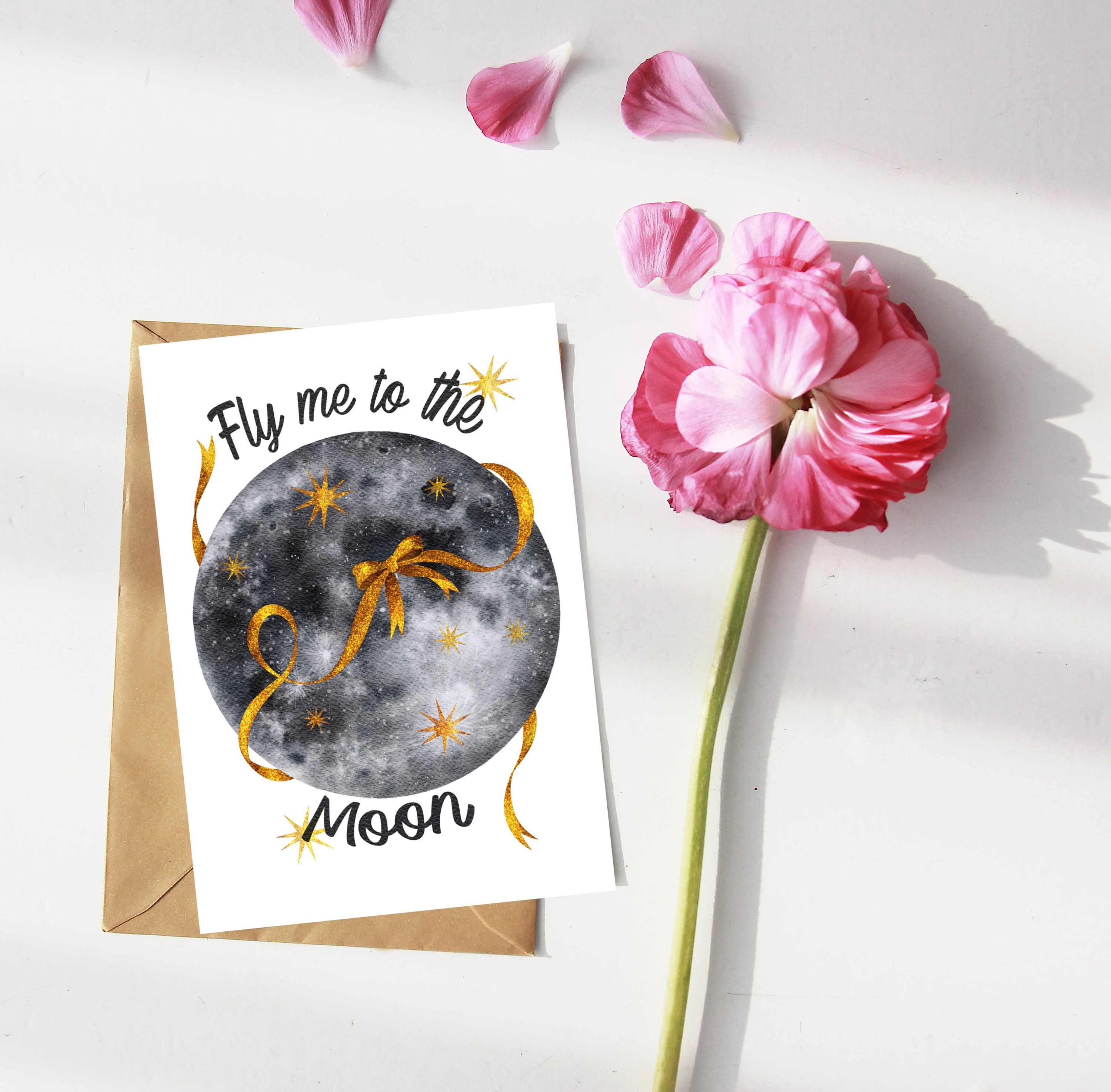 Magical Moon Greeting Card Fly Me to the Moon Birthday Card Valentine's ...