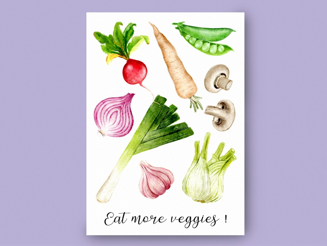Vegetarian Greeting Card Vegetable Postcards - Etsy