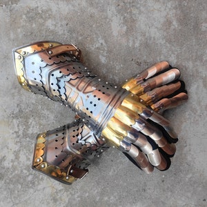 Medieval Templar Gauntlets Steel Medieval Armor Gloves Reenactment ...