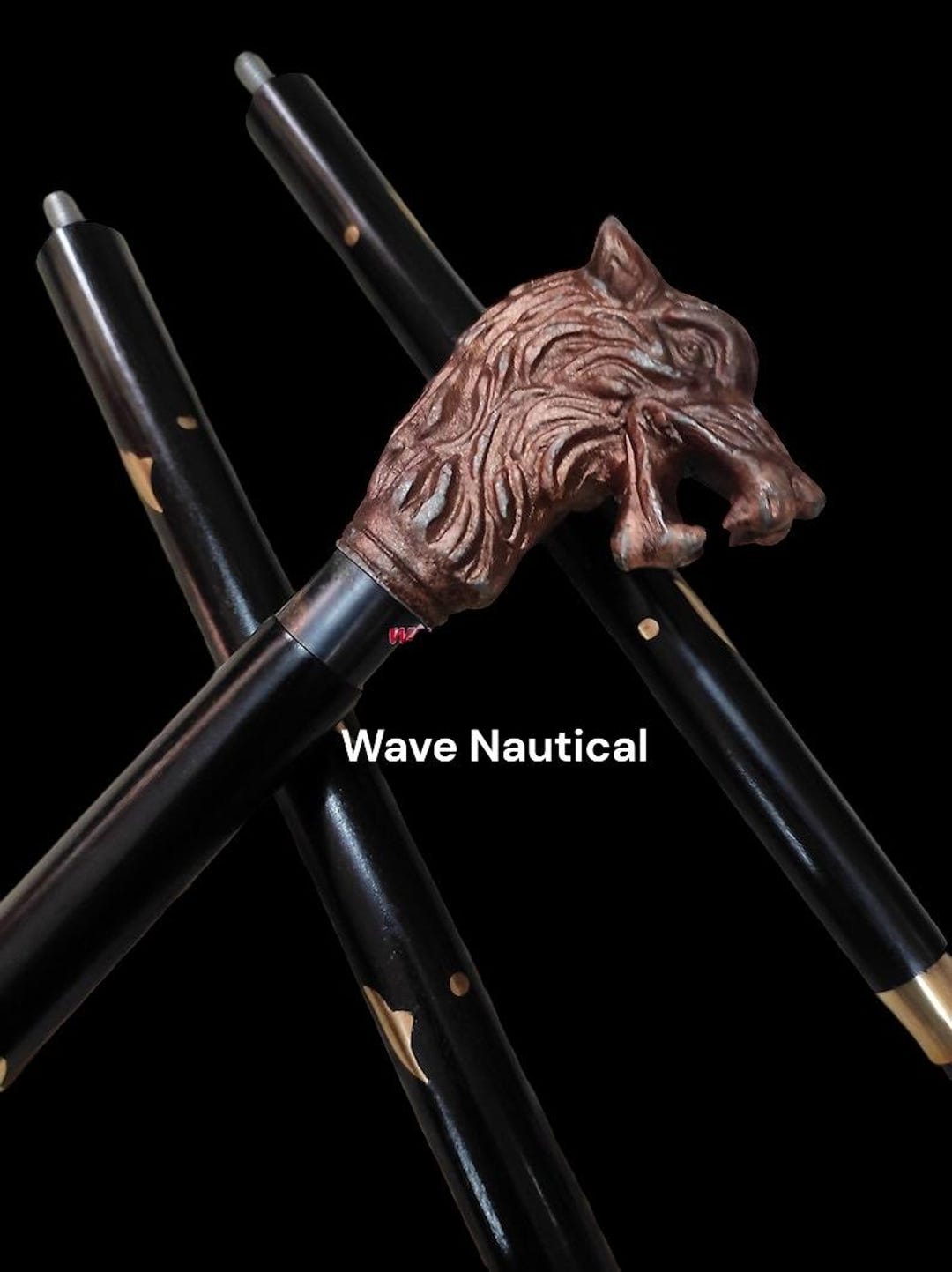 Brass Wolf Head Handmade Walking Stick Vintage Solid Wands Cnae,handle ...