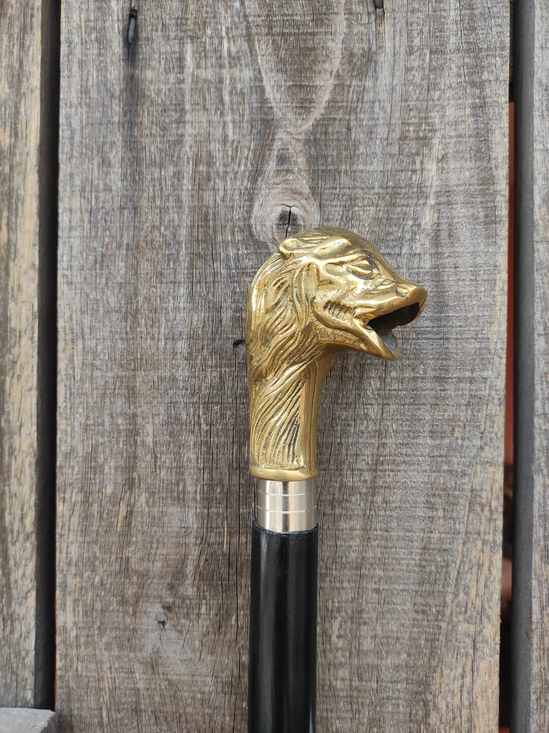 Brass Wolf Head Handmade Walking Stick Vintage Solid Wands,handle Cane ...