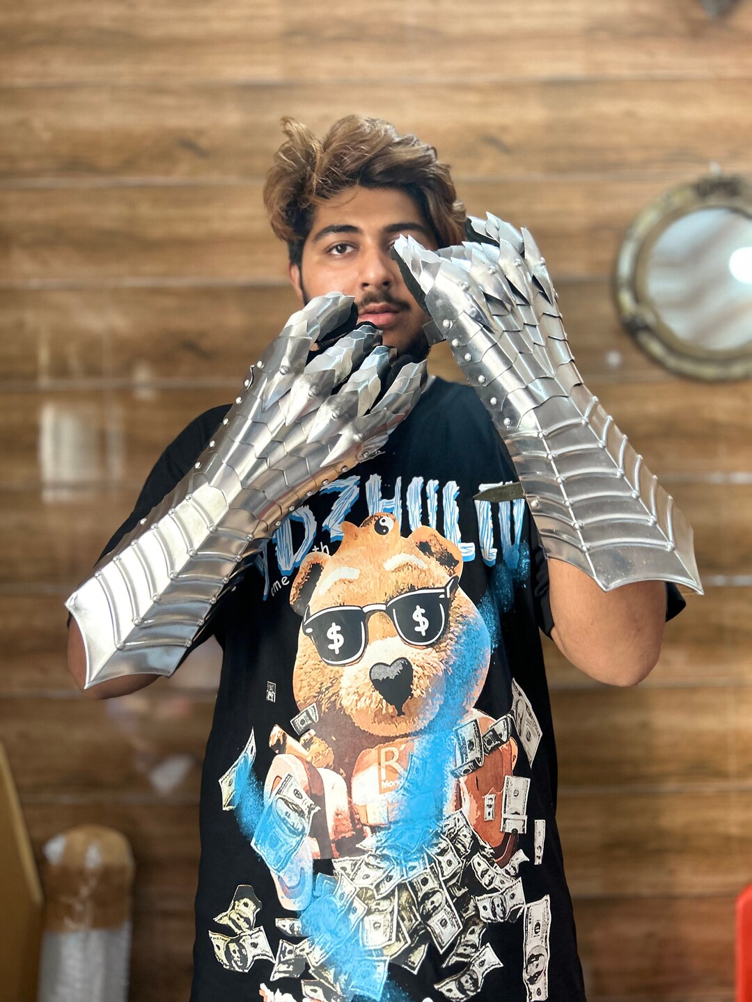 Silver Finish Nazgul Gauntlets Steel Medieval Armor Gloves Larp-lord of ...