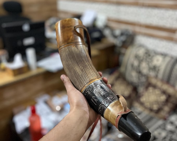 Viking Blowing Horn, Bukkehorn, Viking Horn Instrument, Bugle, Signal ...