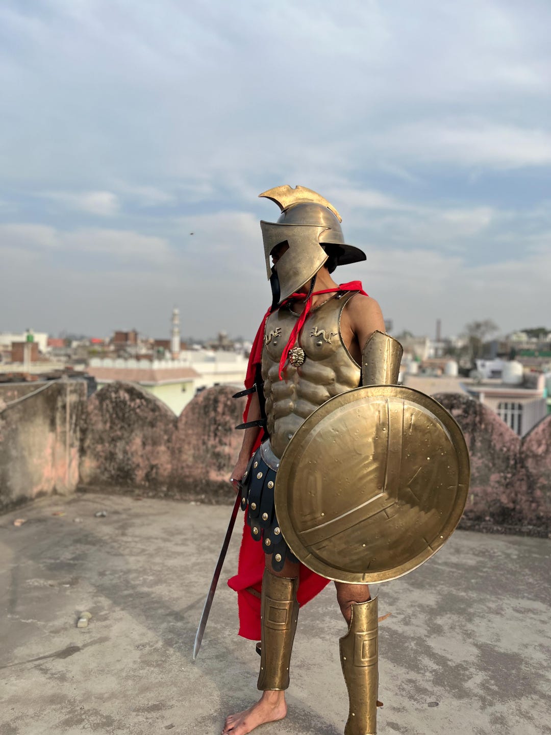 Spartan King Leonidas 300 Costume ,greek Armour,,helmet,muscle Jacket ...