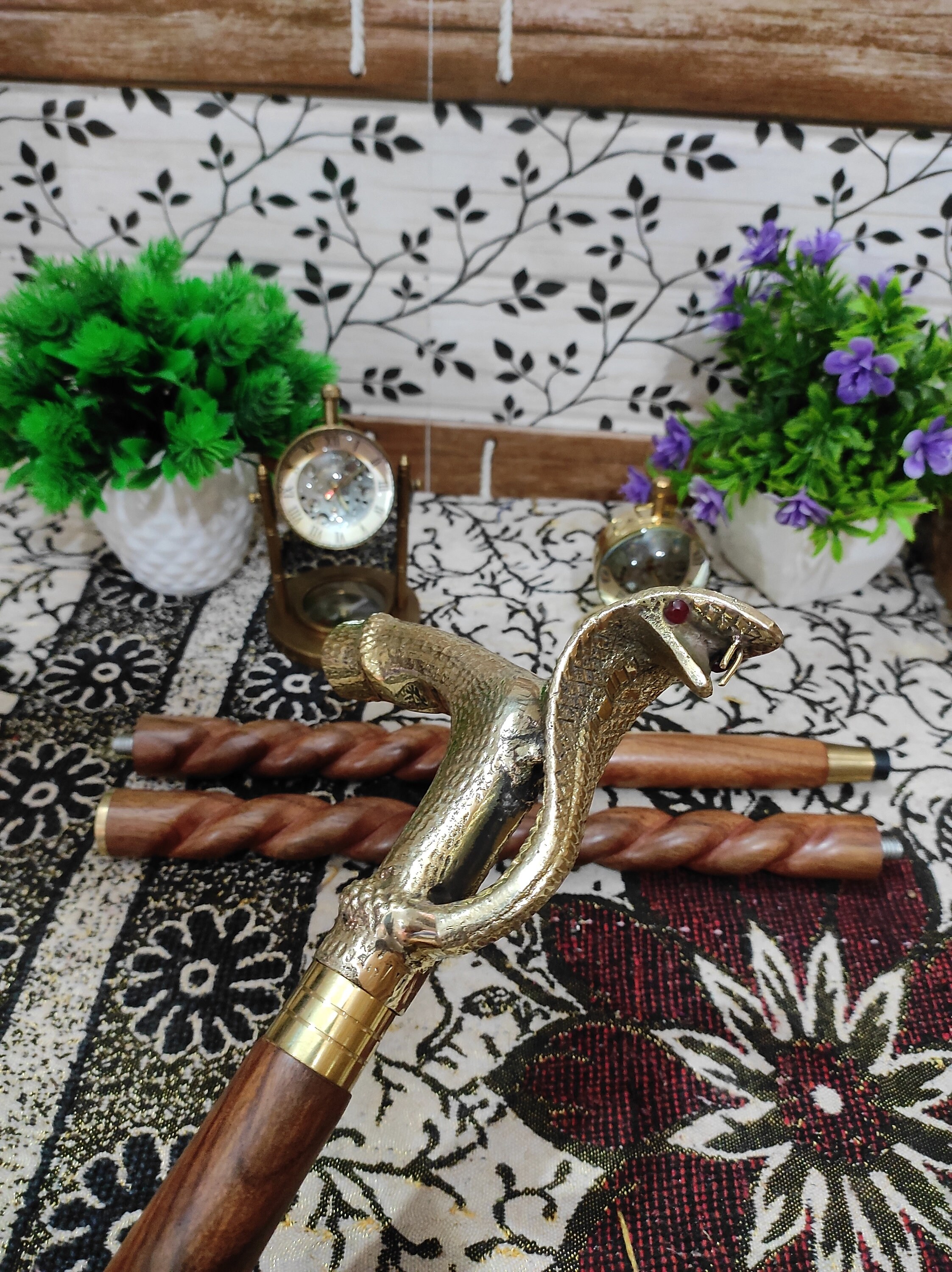 Solid Brass Handle Walking Cane Vintage Gift Walking Stick - Etsy