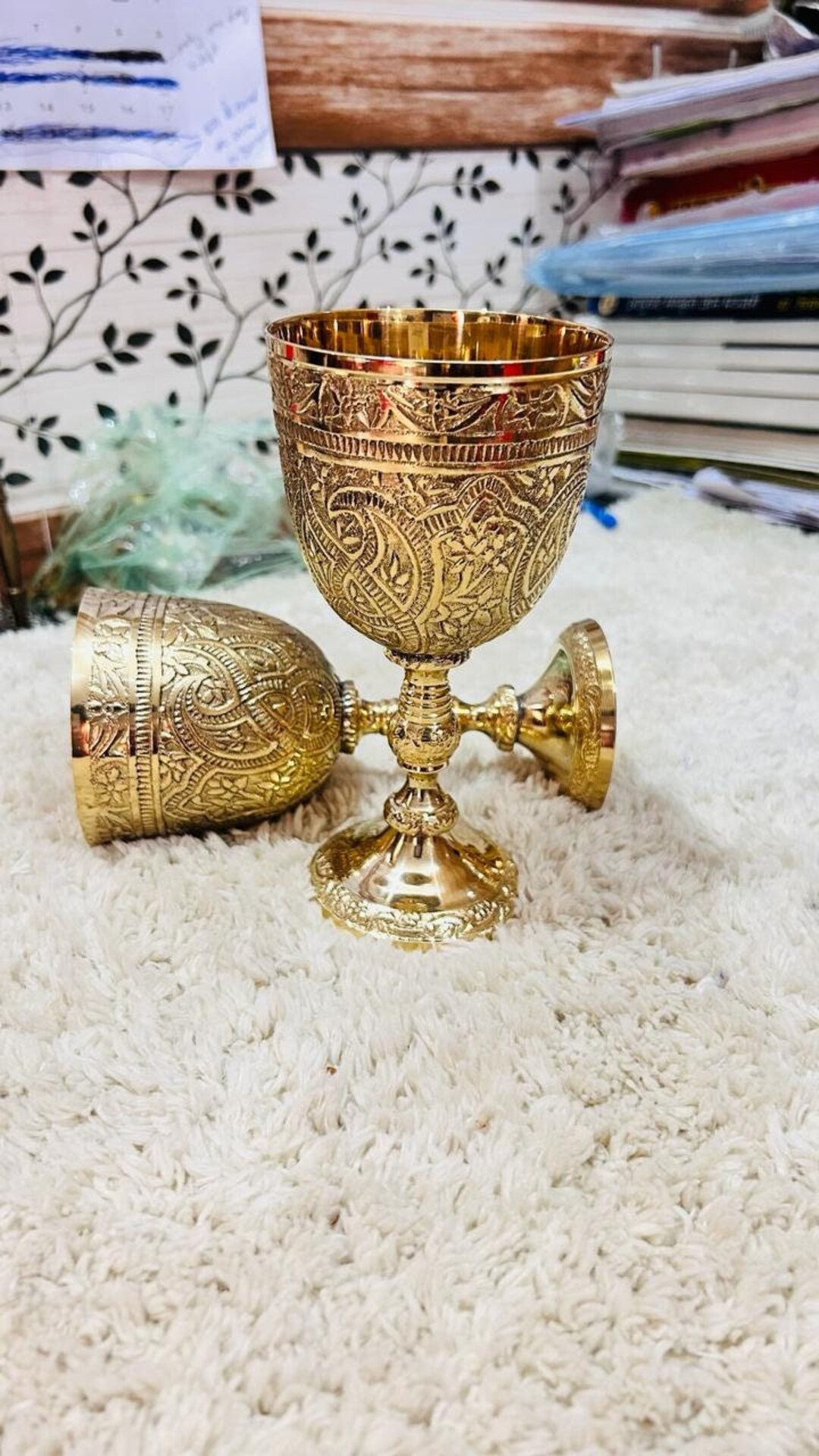 Personalization Engraving Brass Goblet Glass Engraved Handmade Royal ...