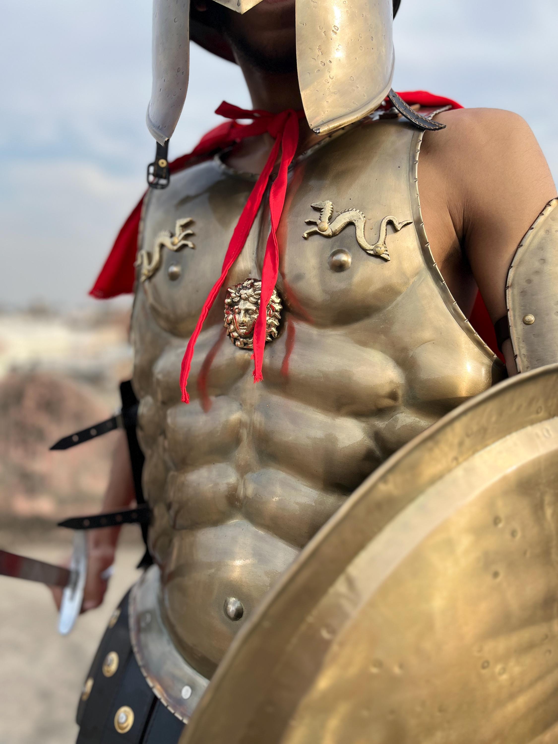 Spartan King Leonidas 300 Costume ,greek Armour,,helmet,muscle Jacket ...