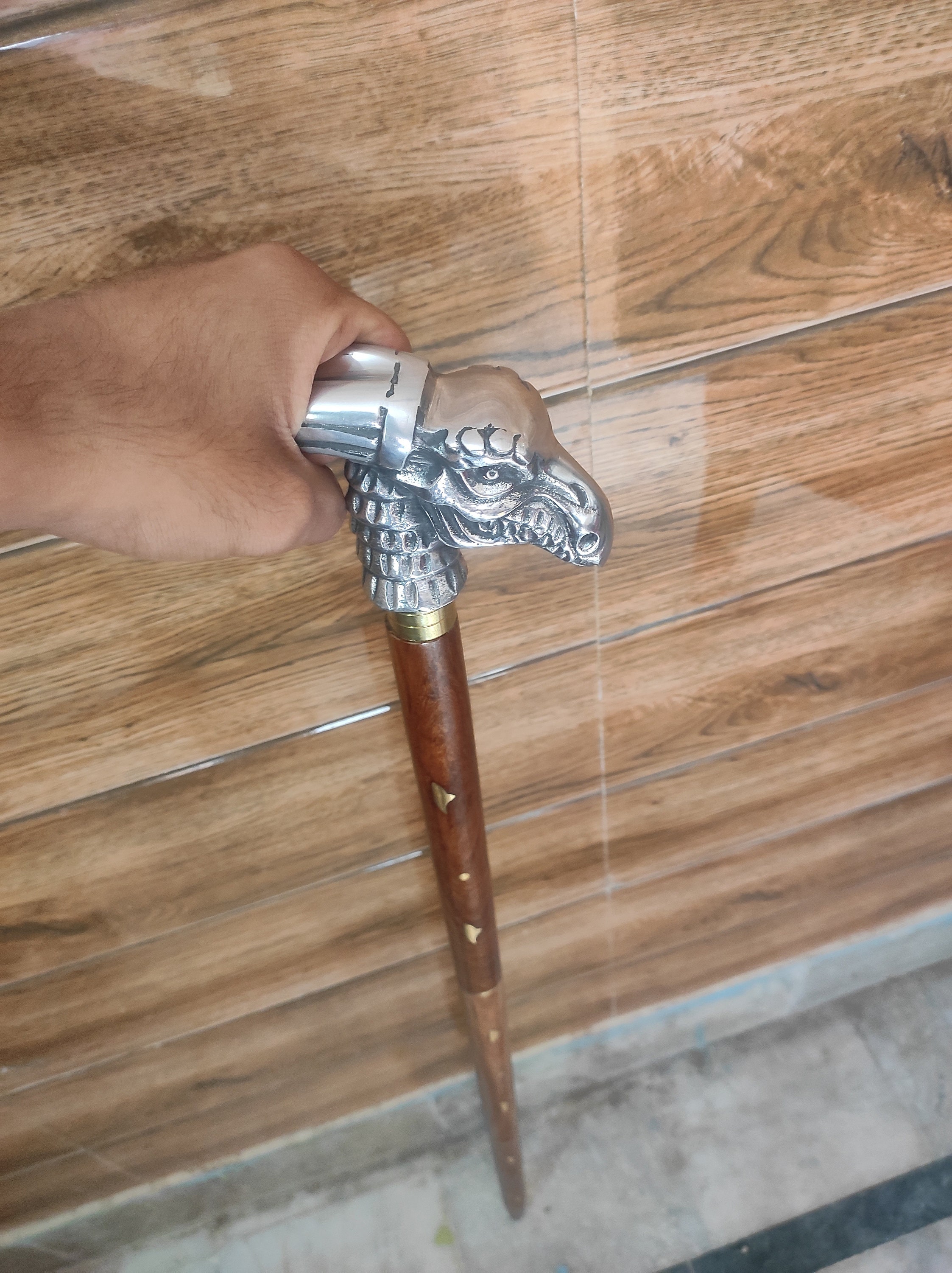 Wooden Walking Stick Nebula Dragon Head Walking Stickdragon - Etsy