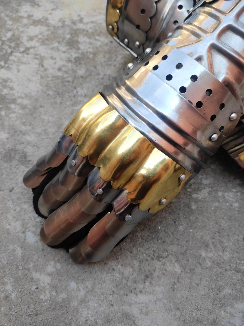 Medieval Templar Gauntlets Steel Medieval Armor Gloves Reenactment ...