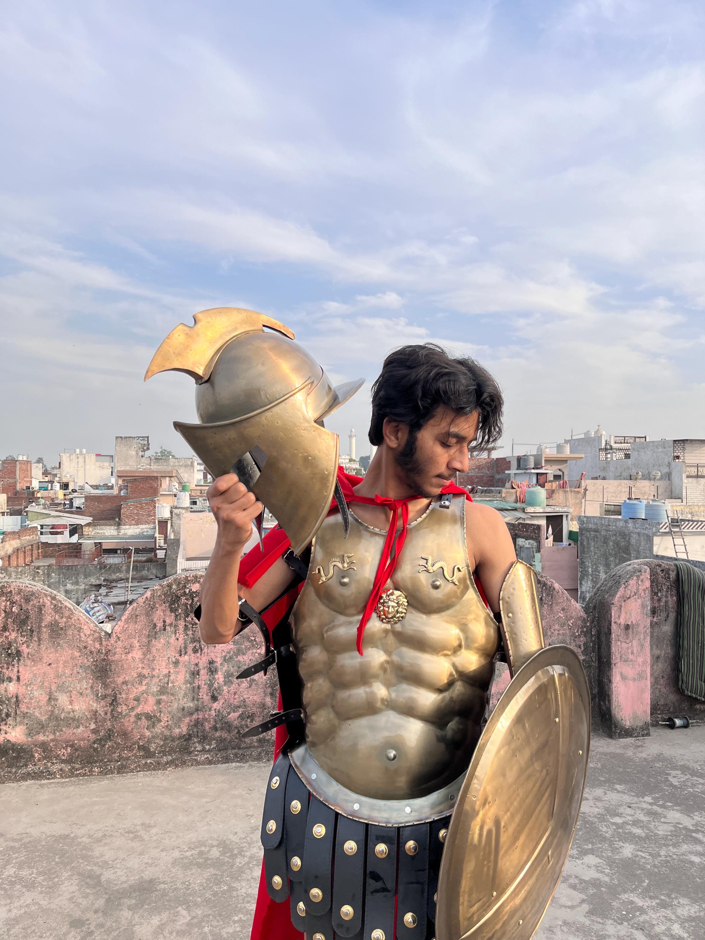 Spartan King Leonidas 300 Costume ,greek Armour,,helmet,muscle Jacket ...