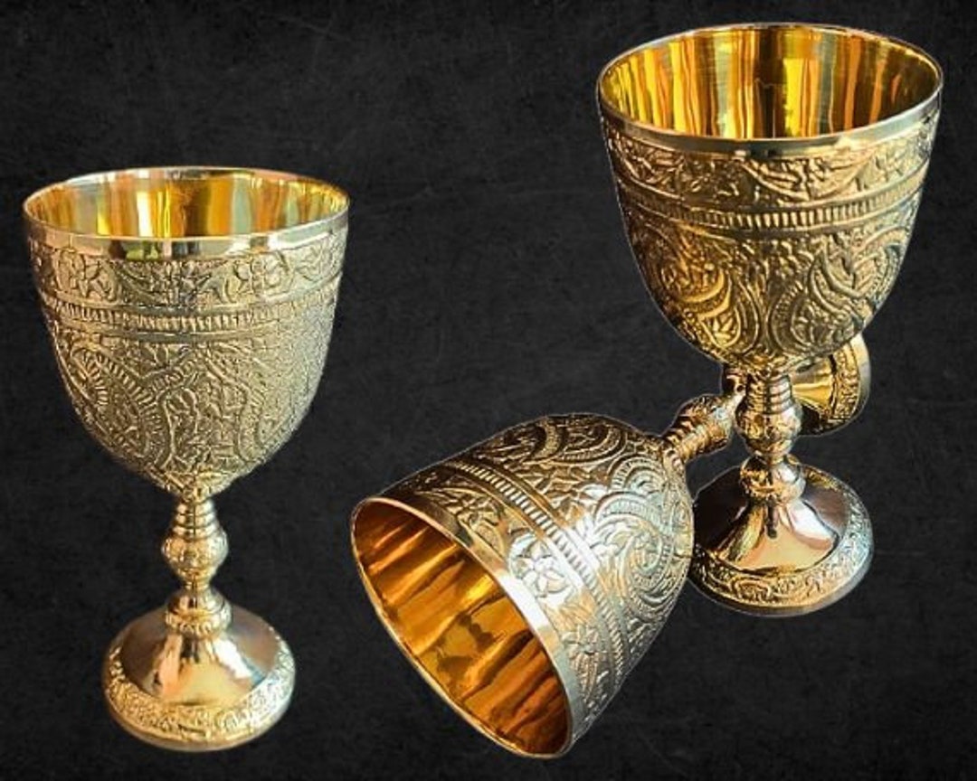 Personalization Engraving Brass Goblet Glass Engraved Handmade Royal ...