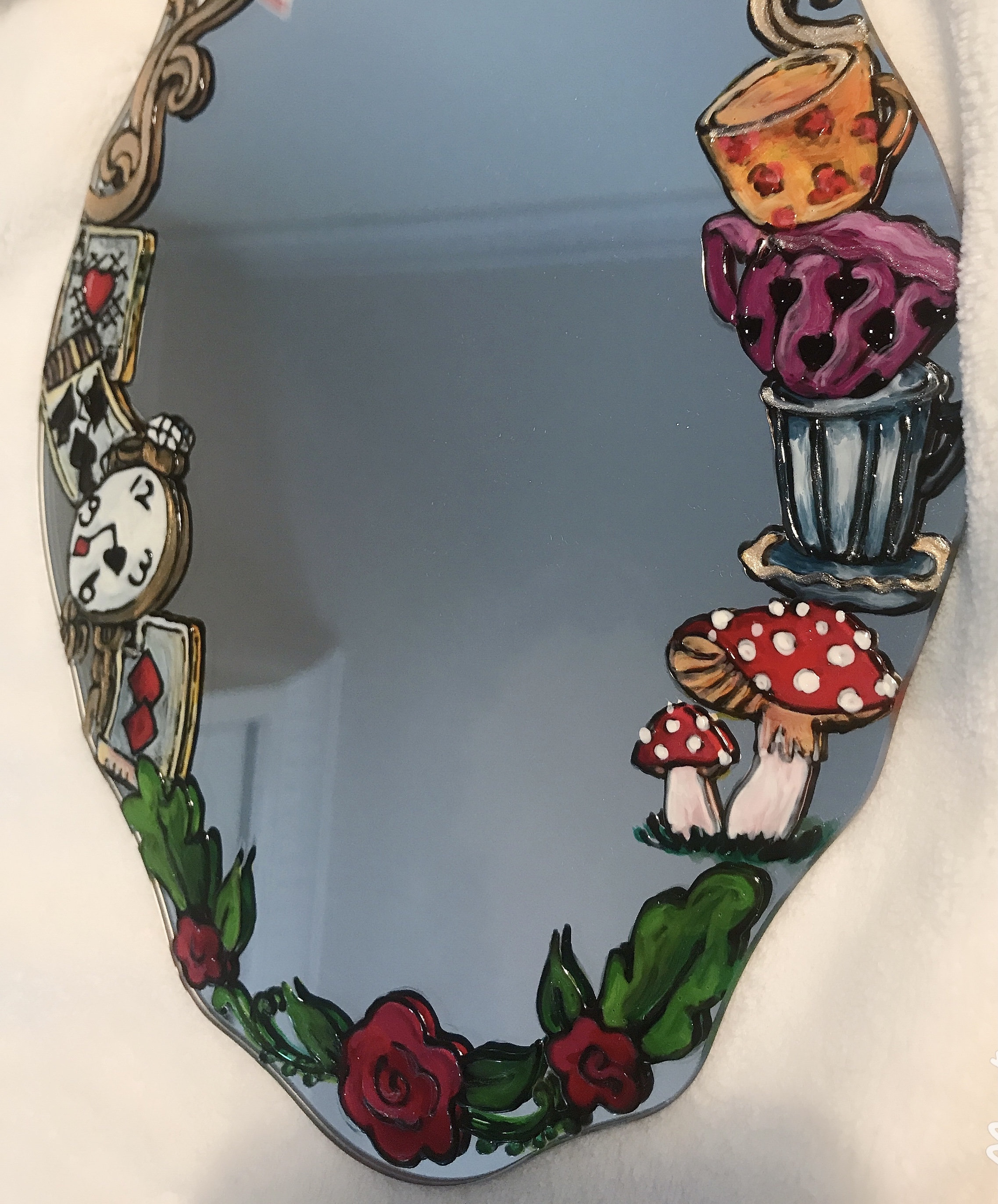 Hand Painted Glass Mirror, Alice in Wonderland Mirror, Alice Wonderland ...