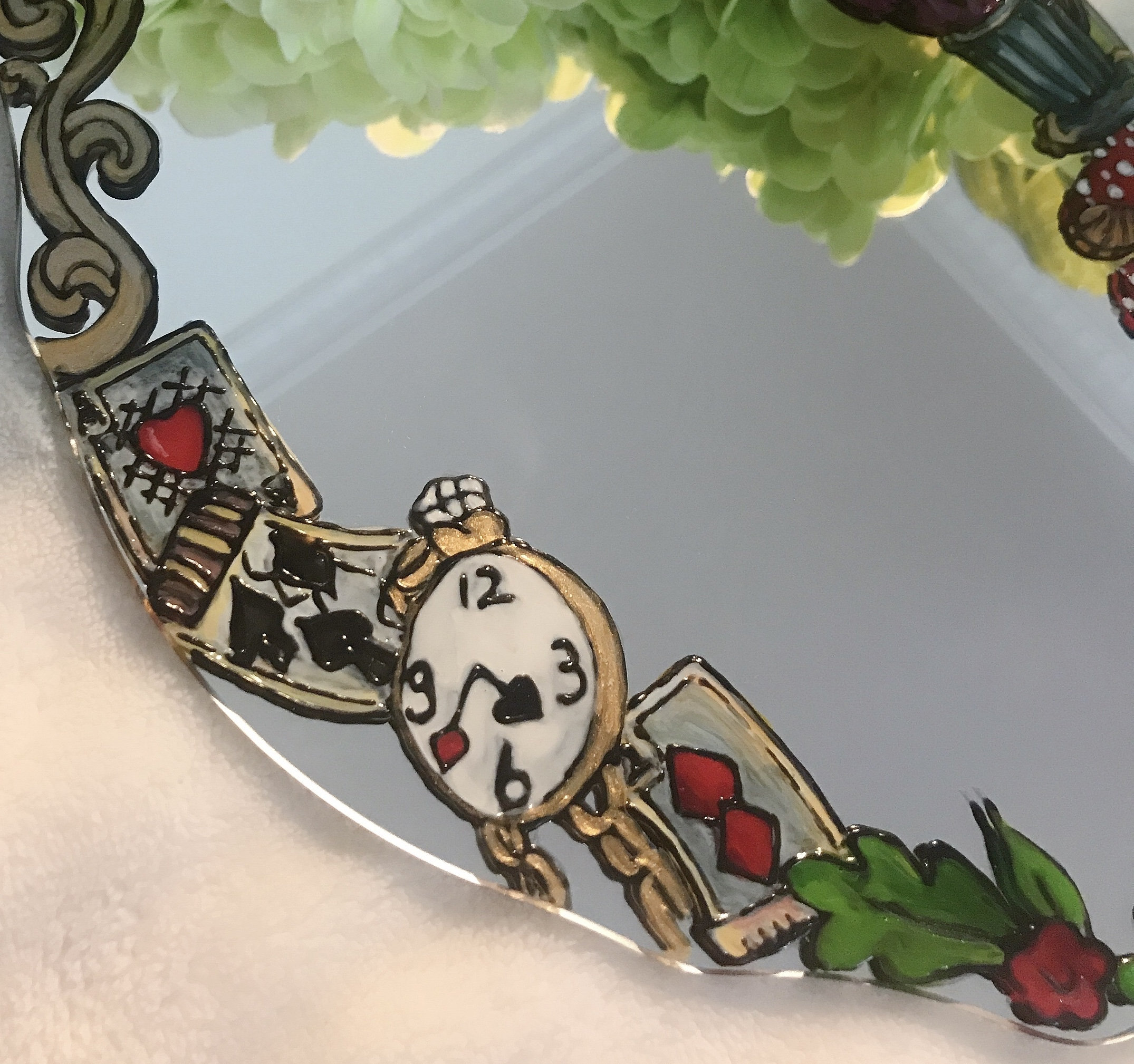 Hand Painted Glass Mirror, Alice in Wonderland Mirror, Alice Wonderland ...