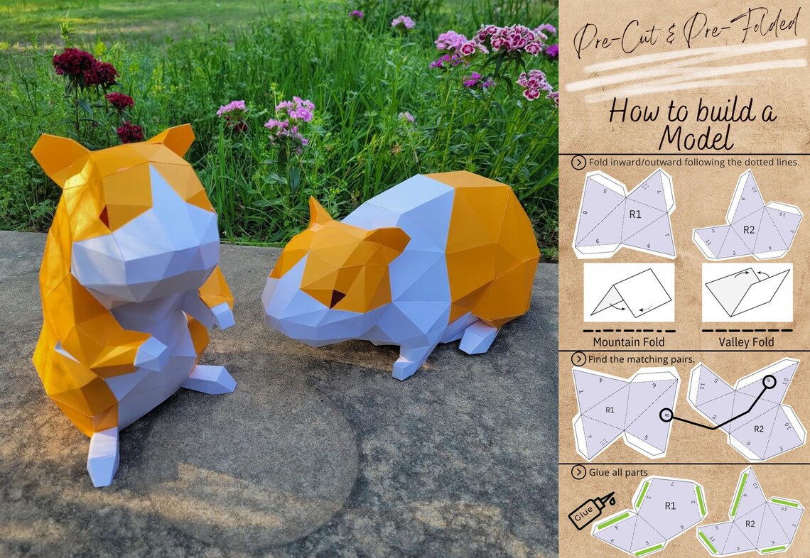 Hamster Model 3D Papercraft Kit Animal Trophy Statue - Etsy Canada