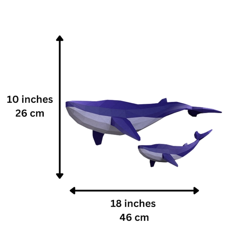 Whale 3D Papercraft Kit - Animal Trophy Statue, Whale Figure Low Poly ...