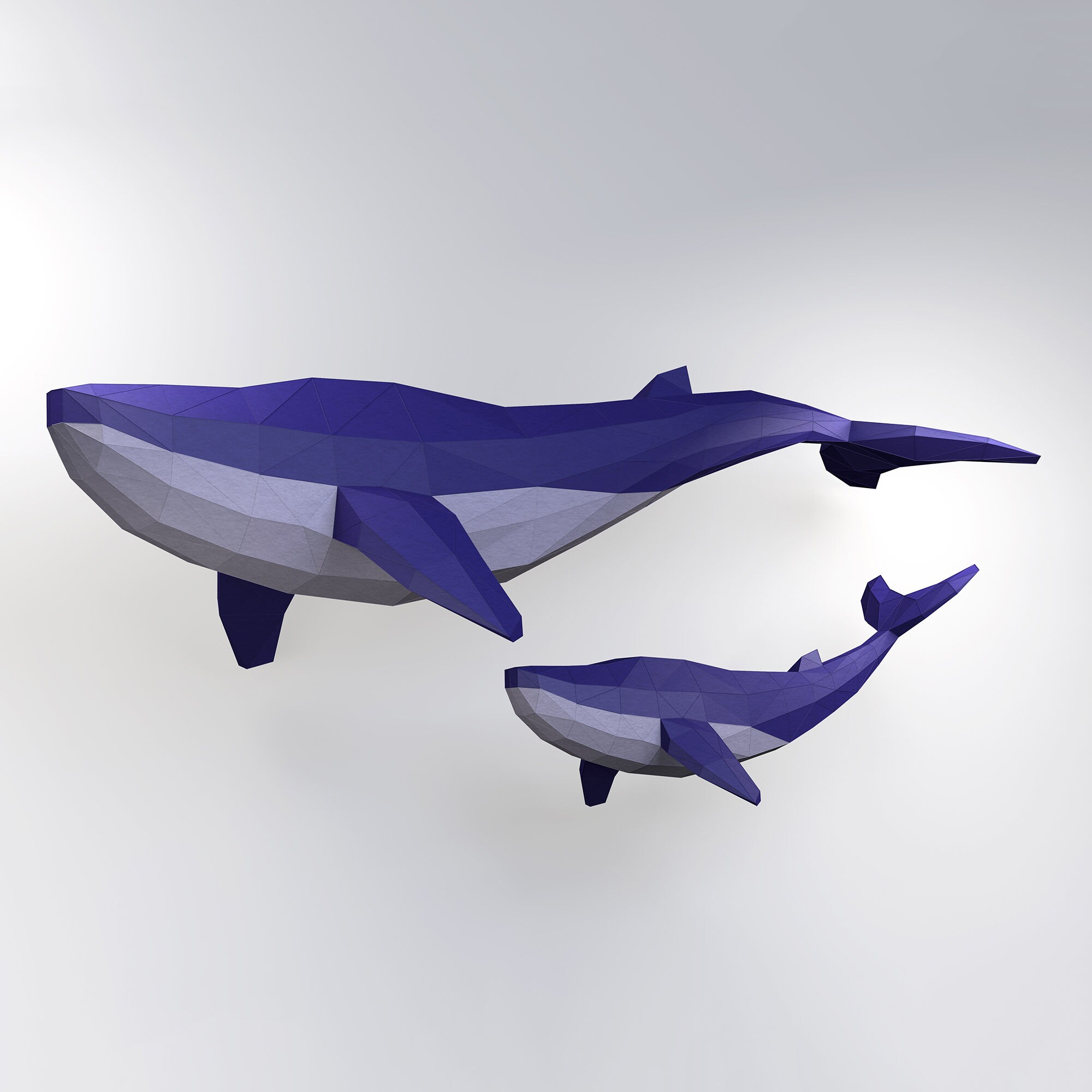 Whale 3D Papercraft Kit Animal Trophy Statue, Whale Figure Low Poly ...