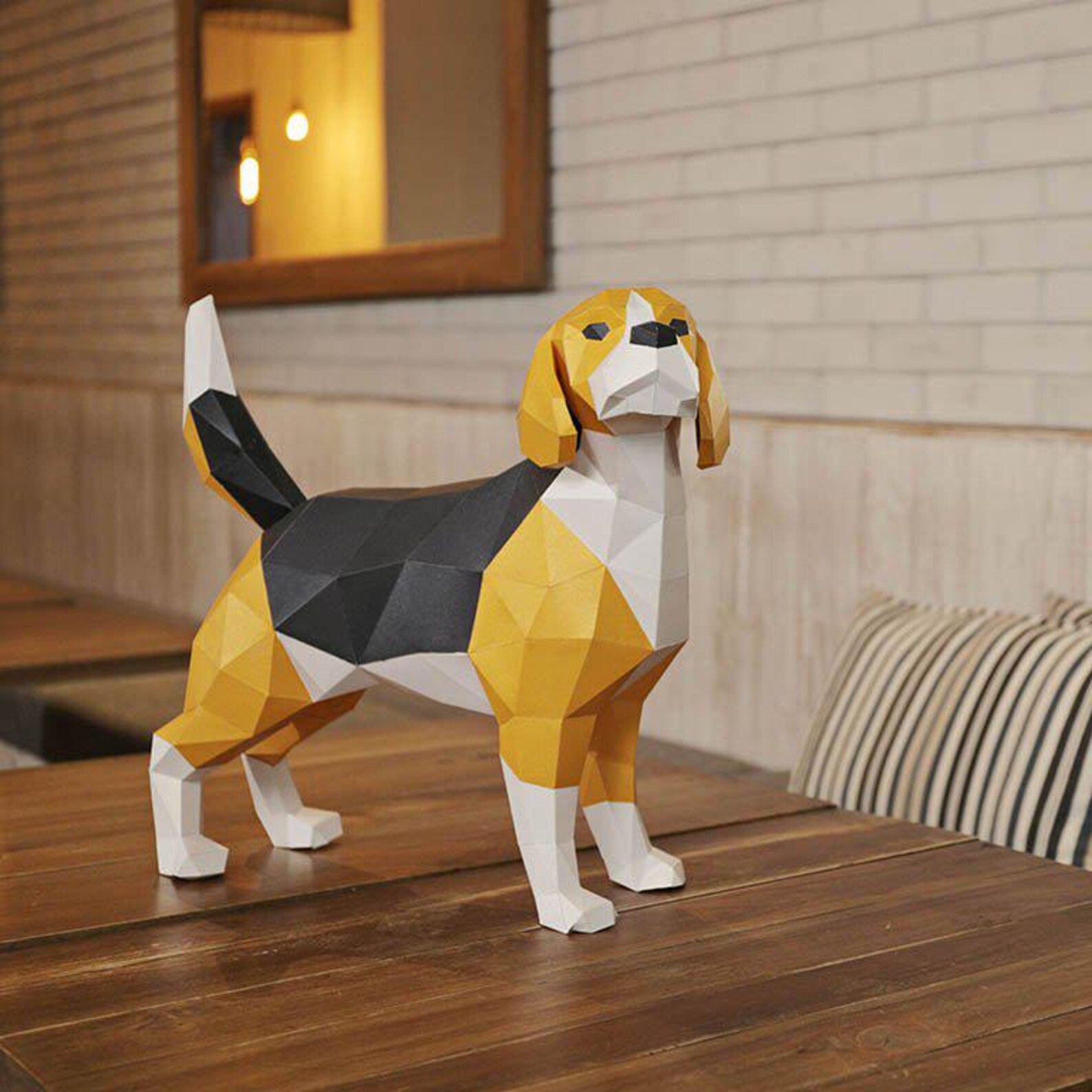 Beagle 3D Papercraft Kit - Animal Trophy Statue, Beagle Dog Figure Low ...